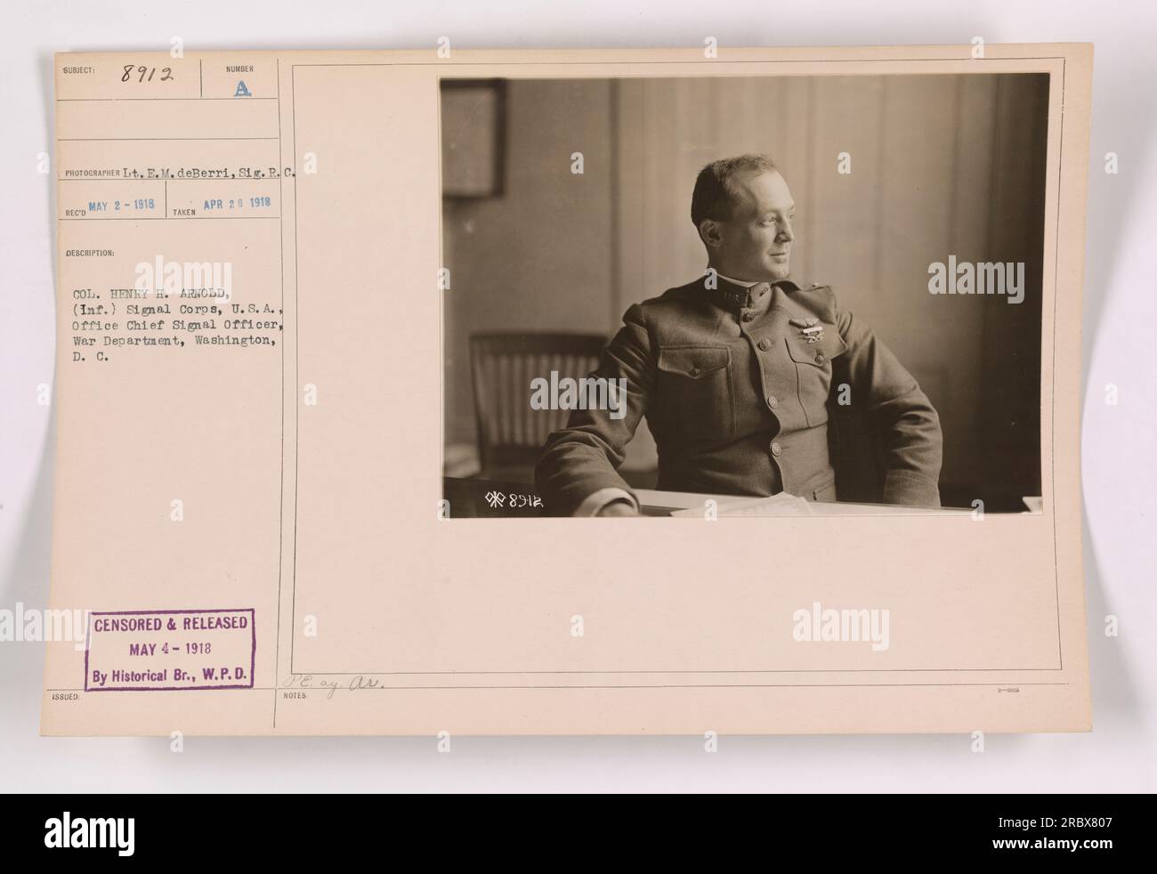 Colonel Henry H. Arnold, of the USA Signal Corps, photographed in his ...