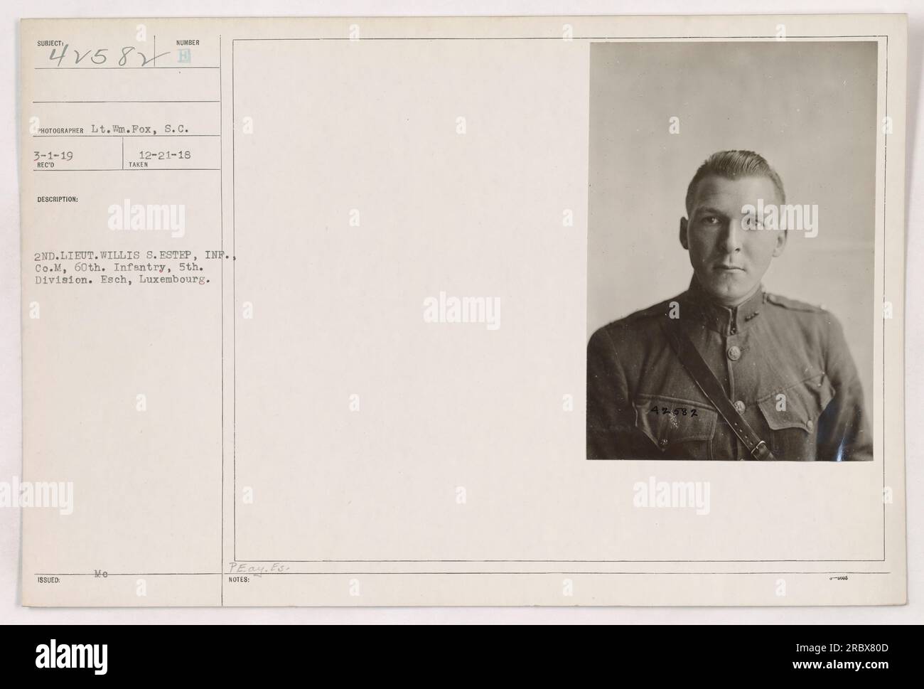 Caption: "2nd Lieutenant Willis S. Estep, of the 60th Infantry, 5th ...