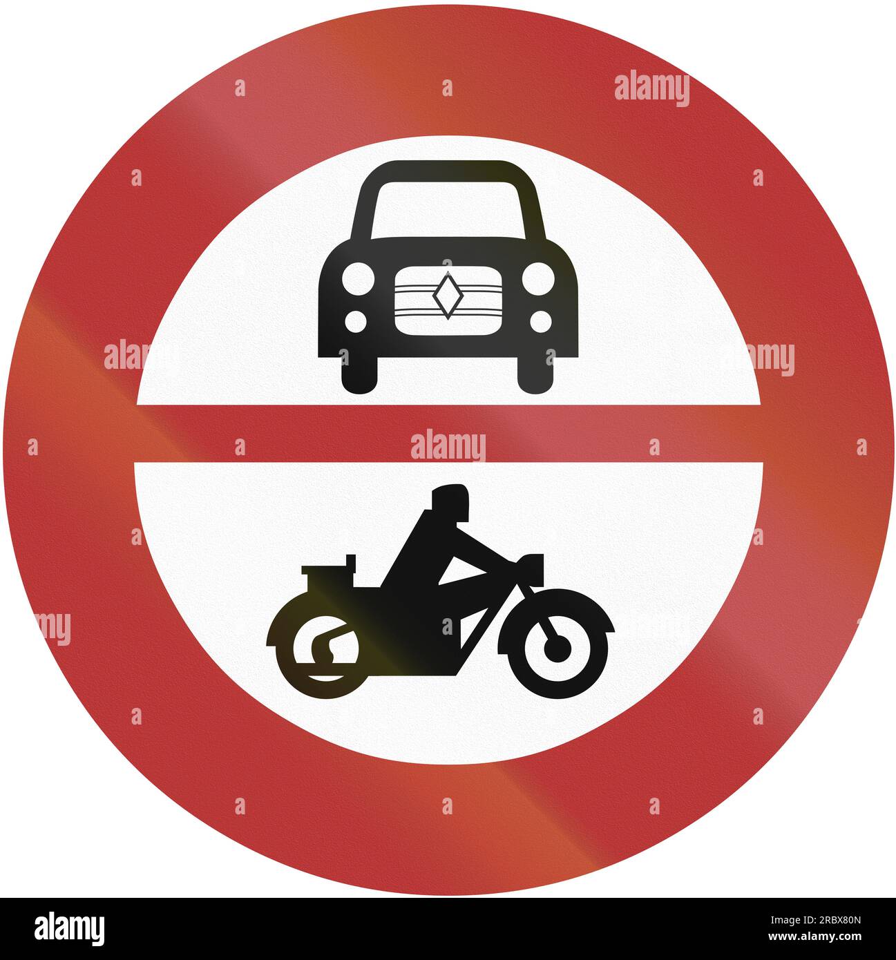 Old design (1964) of German sign prohibiting thoroughfare for all motor ...