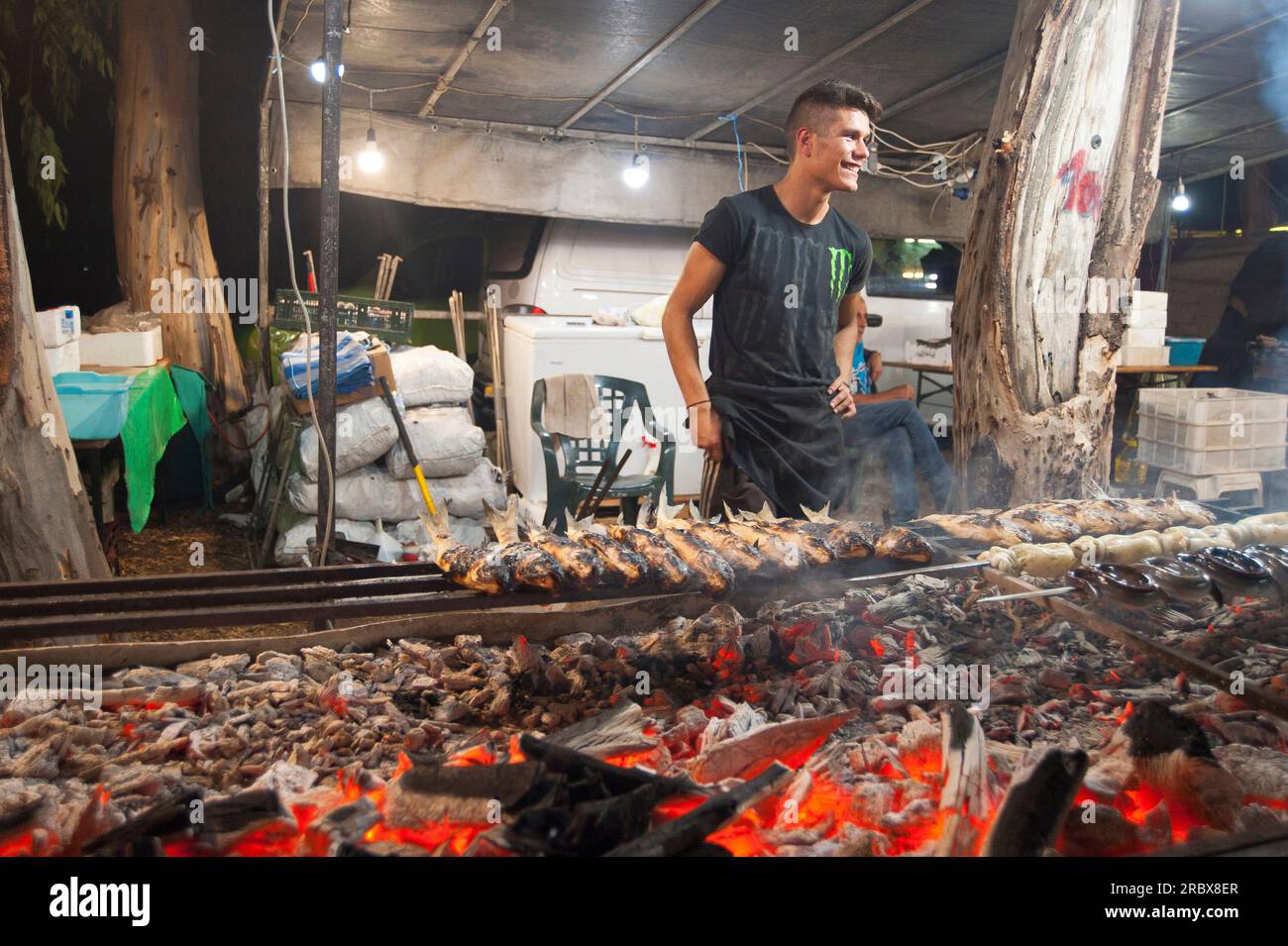 Mullet grilled, typical Sardinia recipe, Campidano, Sardinia, Italy ...