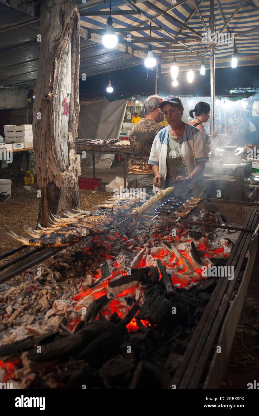 Mullet grilled, typical Sardinia recipe, Campidano, Sardinia, Italy ...