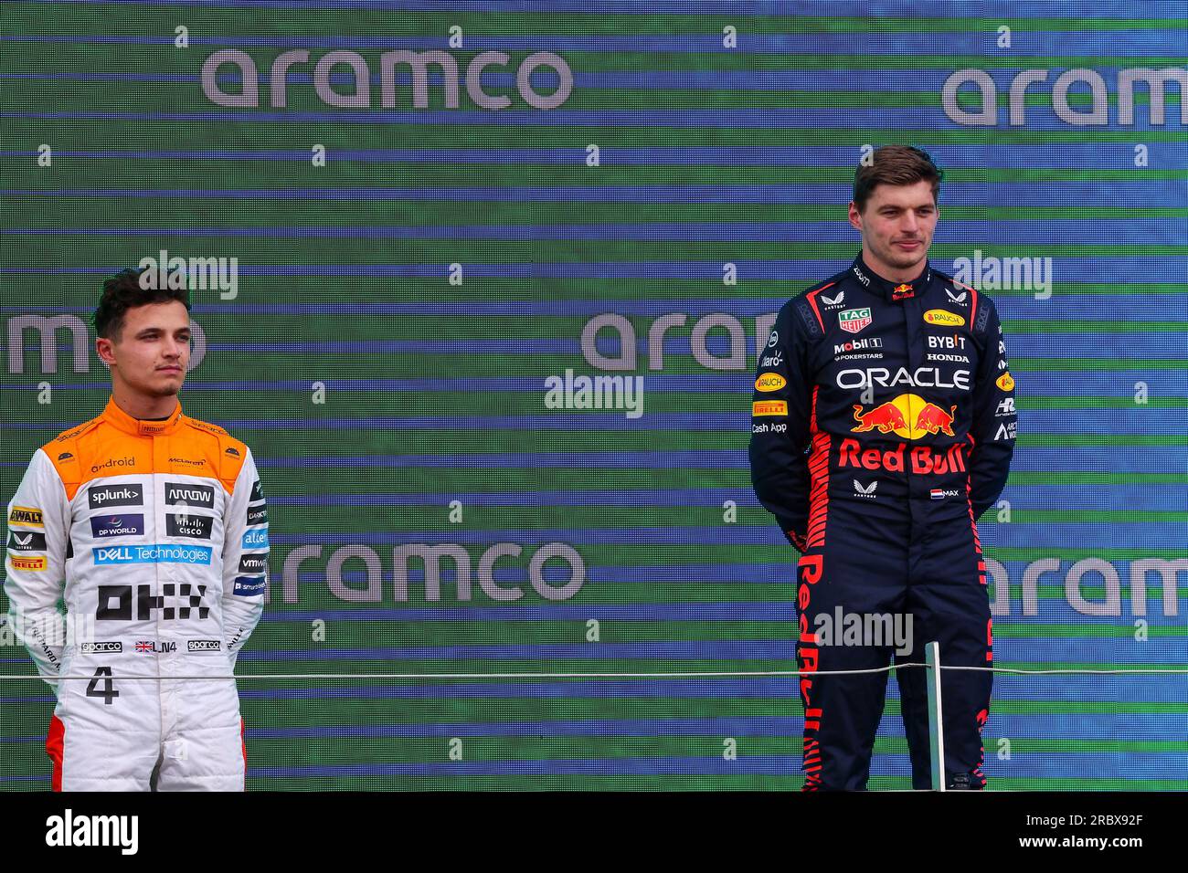 Podium celebration Lando Norris (GBR) McLaren MCL60 Lando Norris (GBR ...
