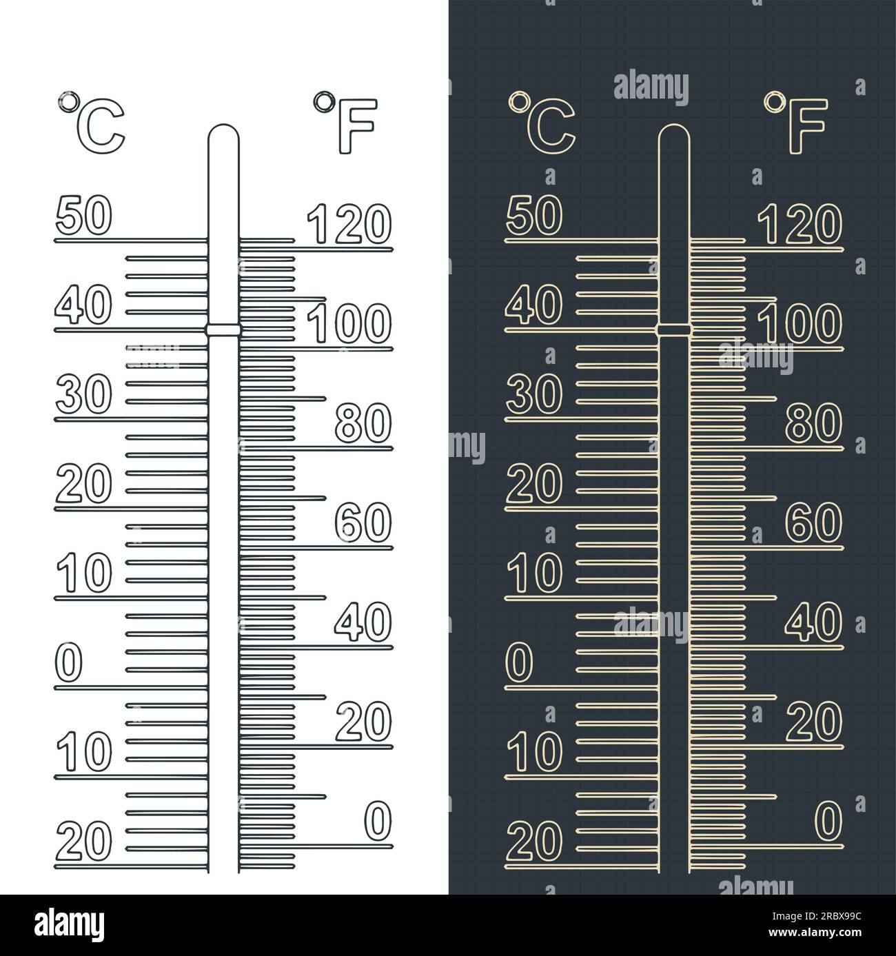 Stylized vector illustration of blueprint of thermometer Stock Vector ...