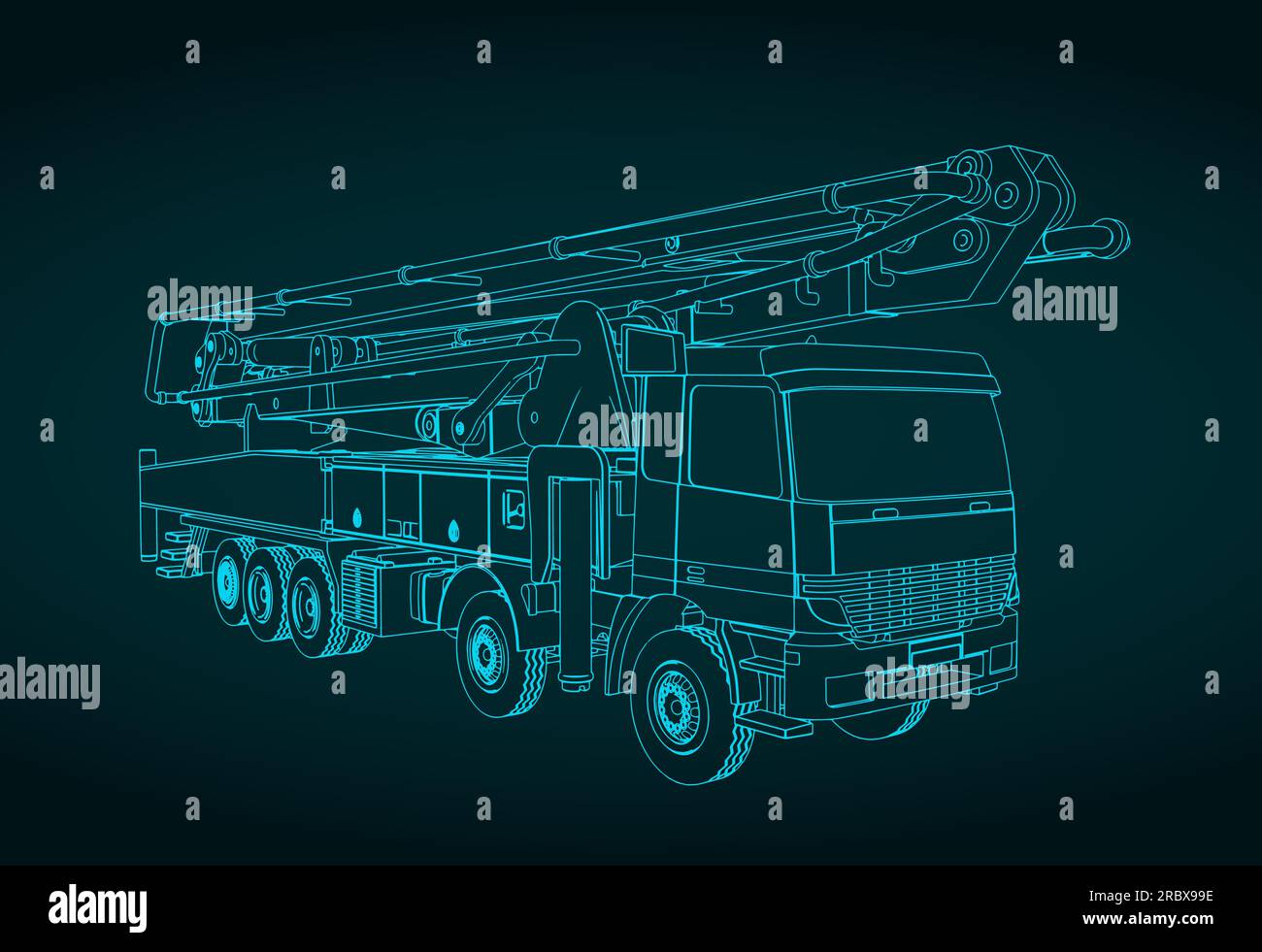 Stylized vector illustrations of concrete pump truck Stock Vector Image ...