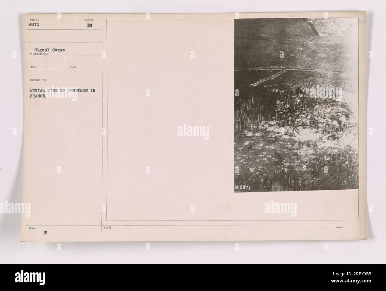 Aerial view of trenches in France during World War One. Note the ...