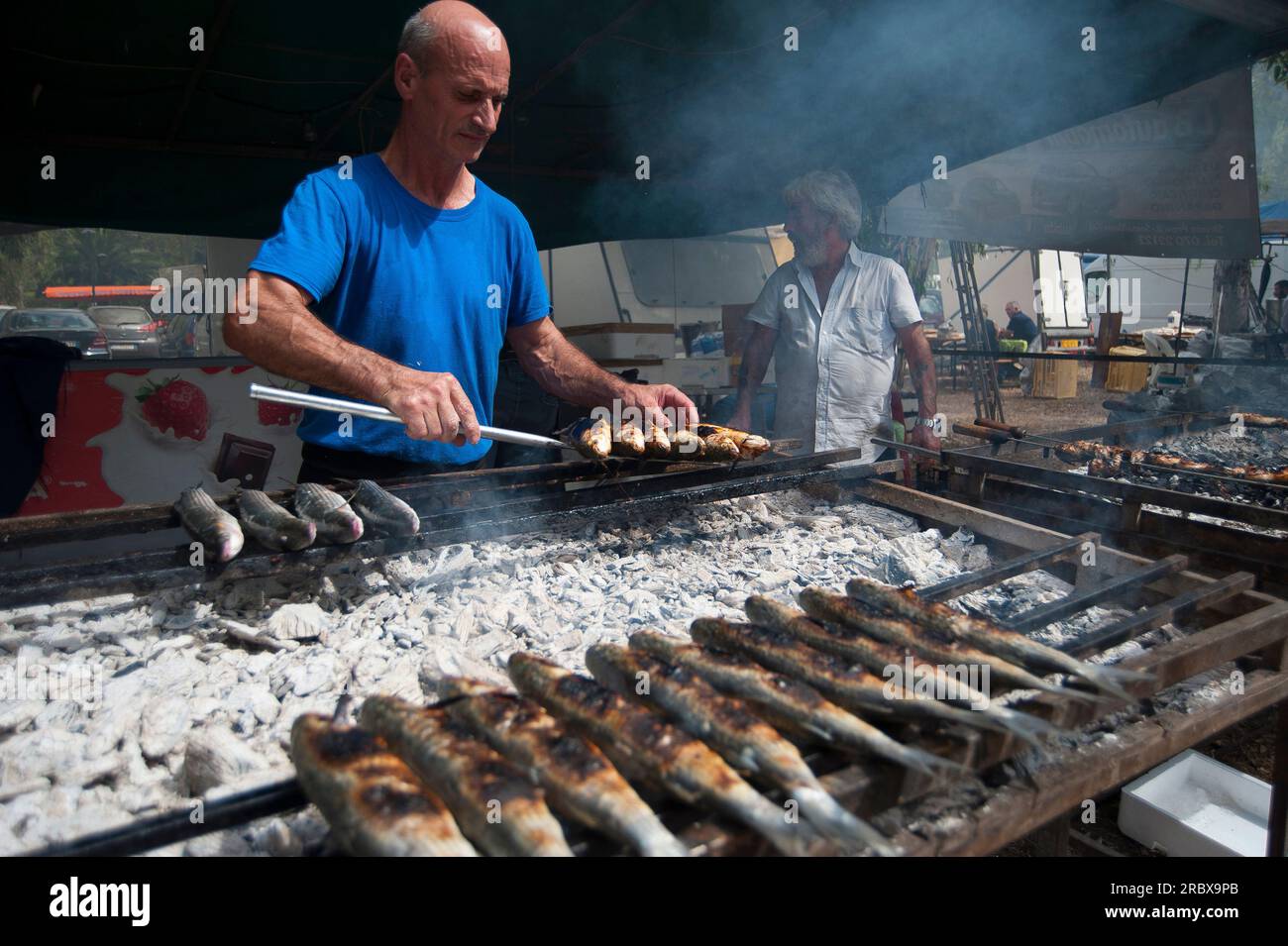 Mullet grilled, typical Sardinia recipe, Campidano, Sardinia, Italy ...