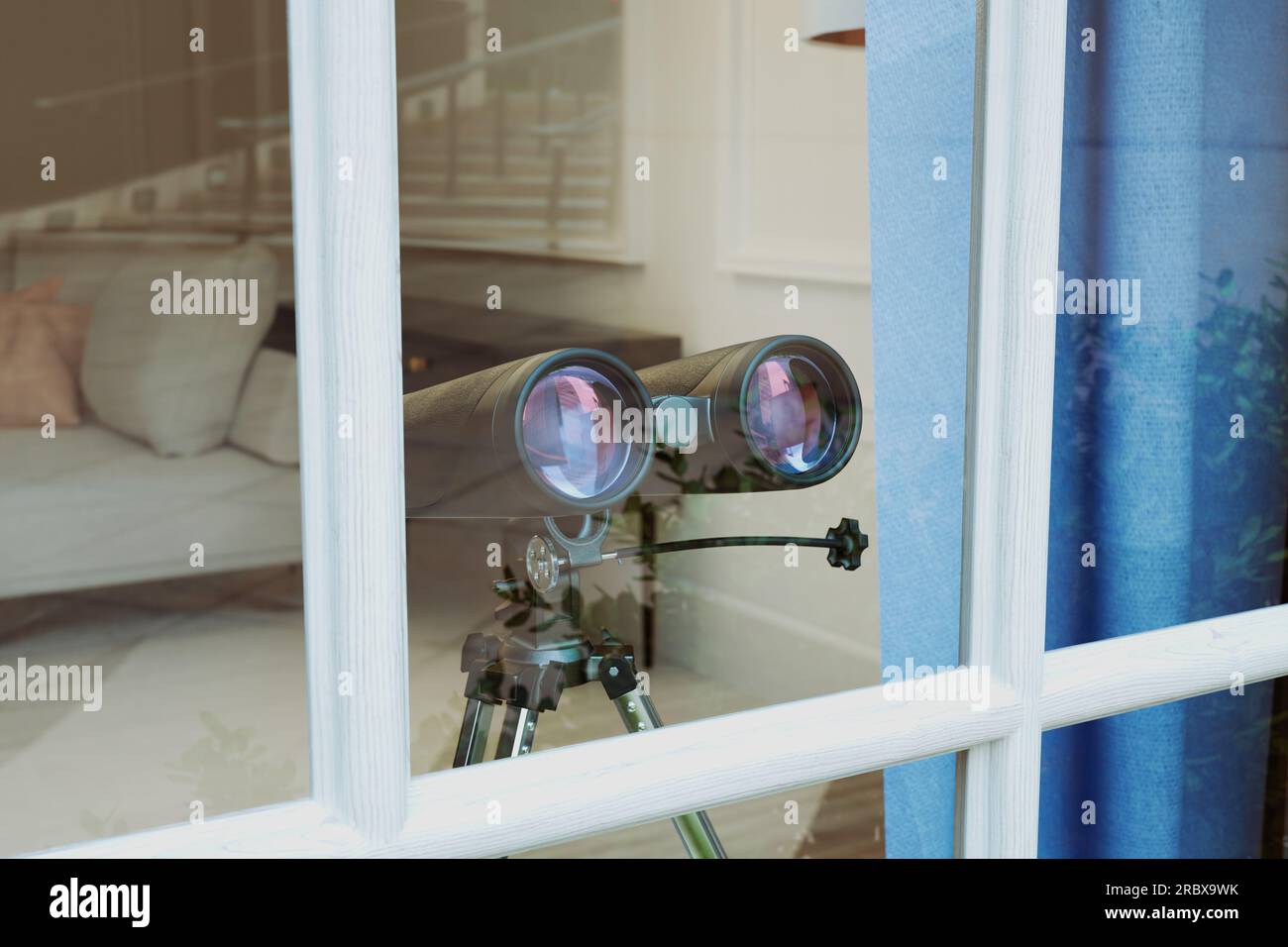 Binoculars in a window. Concept of spying technology. Spy gear ...
