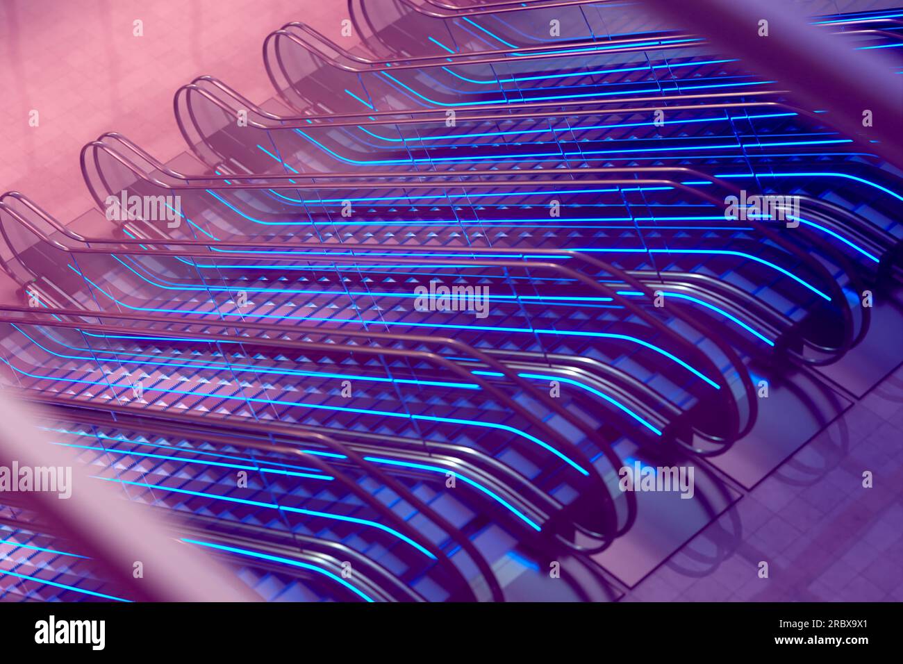 This 3D rendering showcases a modern staircase design featuring ...