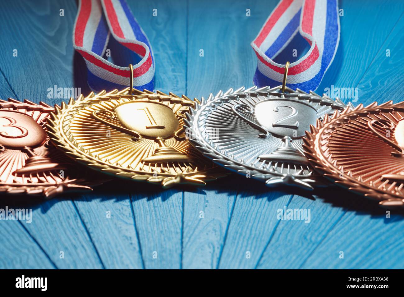 Set of gold, silver and brown medals for winners. First three prizes ...