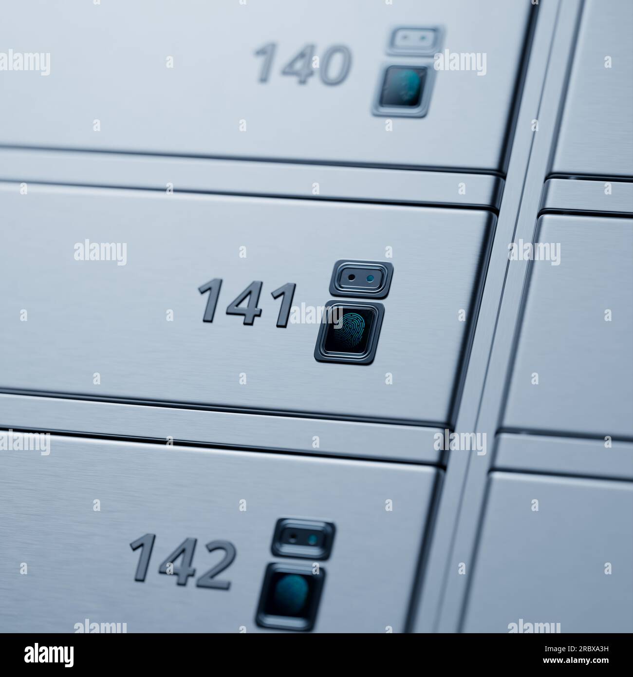 An endless rows of lockers for pupils at the school hallway. Smart ...