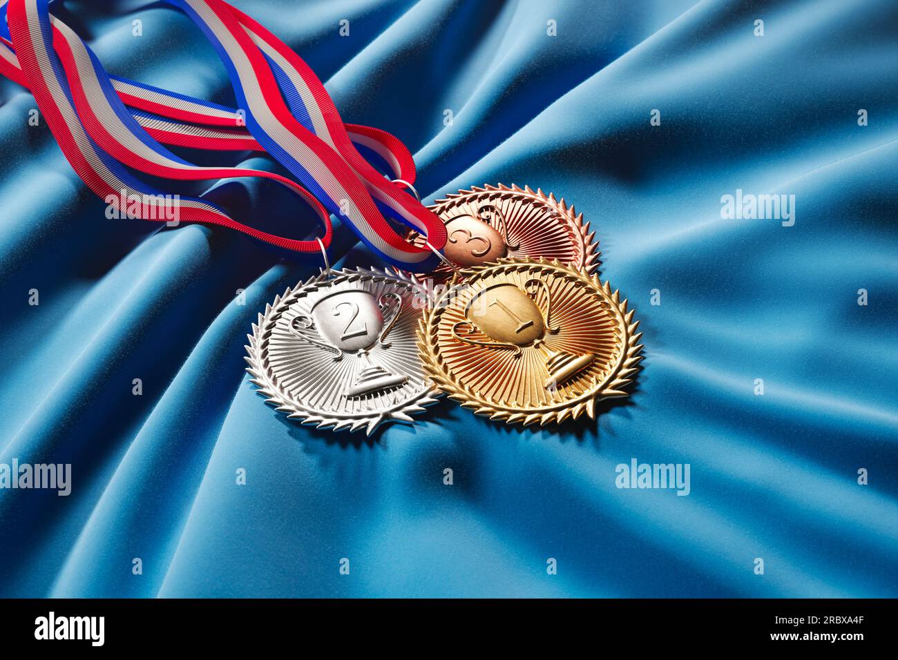 Set of gold, silver and brown medals for winners. First three prizes ...