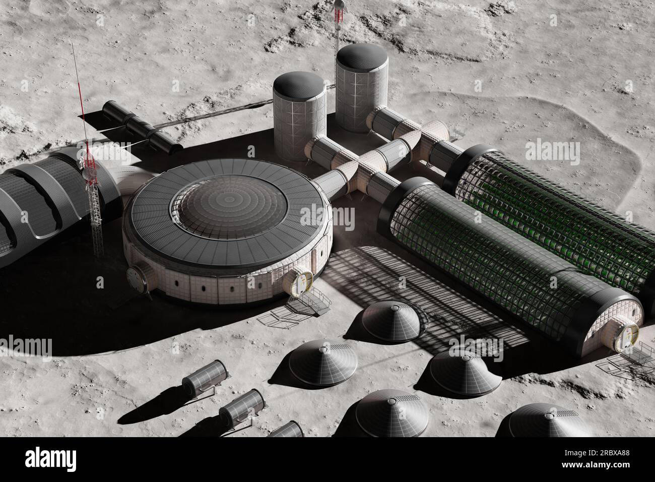 Formation of a cosmic base at the moon. Exploring the universe. Space ...