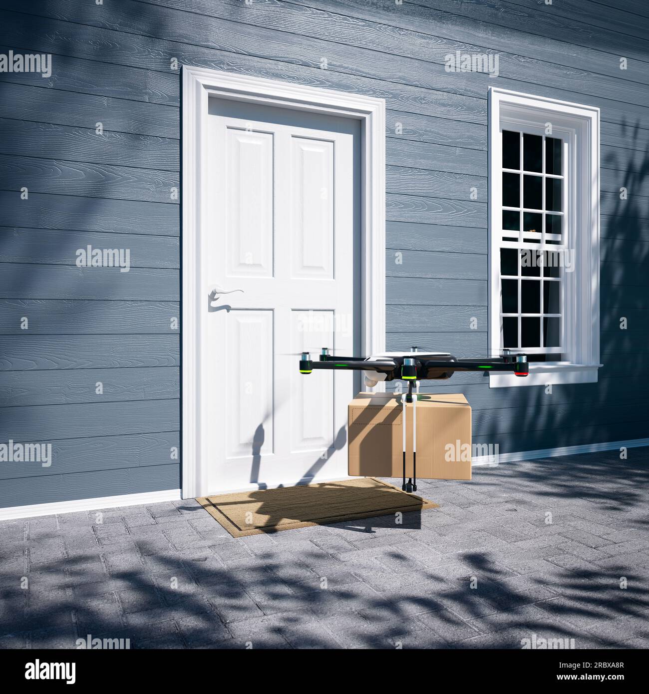 Hexacopter drone delivering ordered packages with medicines or vaccines ...