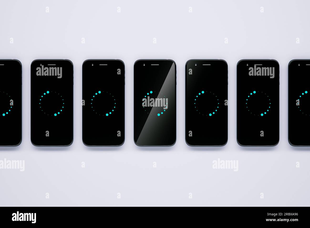 3d rendering of a set of smartphones displaying sync icons ... 3d rendering of a set of smartphones displaying sync icons ...
