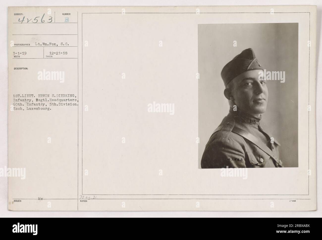Caption: "1st Lieutenant Erwin S. Dierking of the 60th Infantry, 5th ...