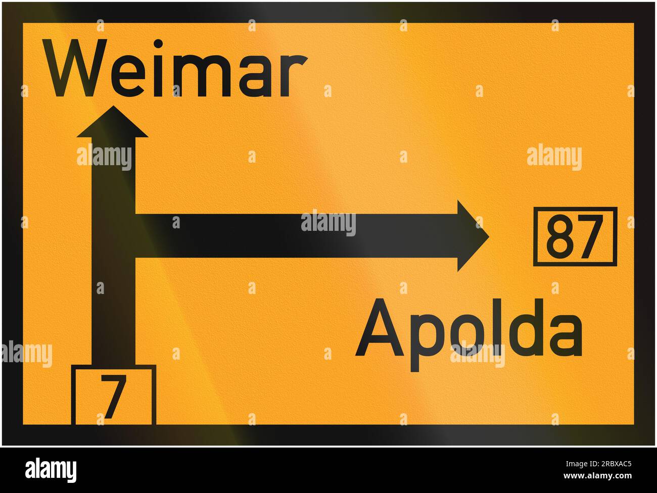 Old design (1937) of a German direction sign on a federal road showing ...