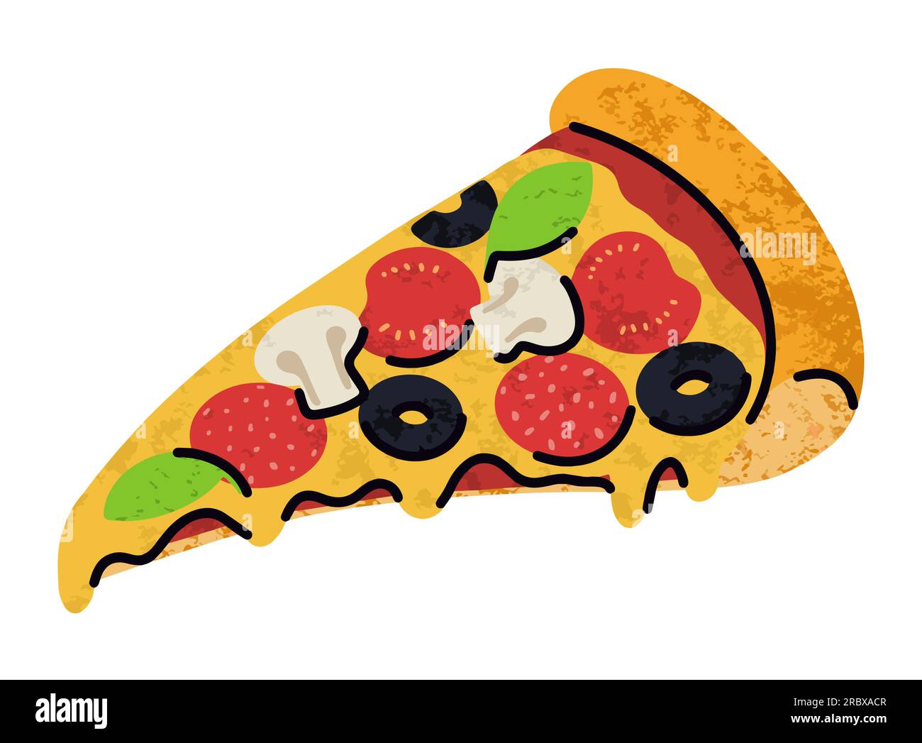 fast food, pizza cartoon icons set, simple flat style, street high ...