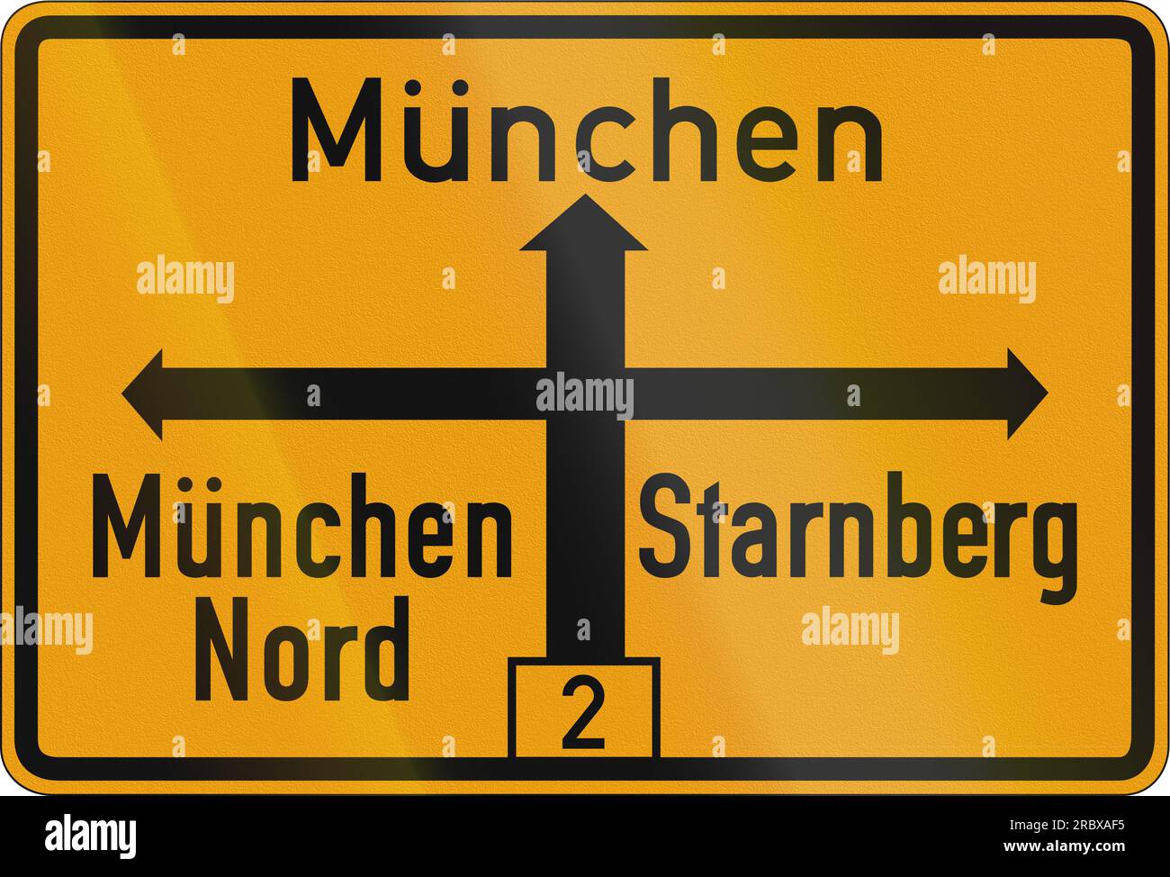 Old design (1956) of a German direction sign on a federal road showing ...