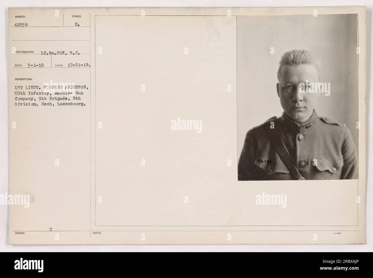 Photograph taken by Lieutenant W. Fox, S.C. on December 21, 1918, and ...