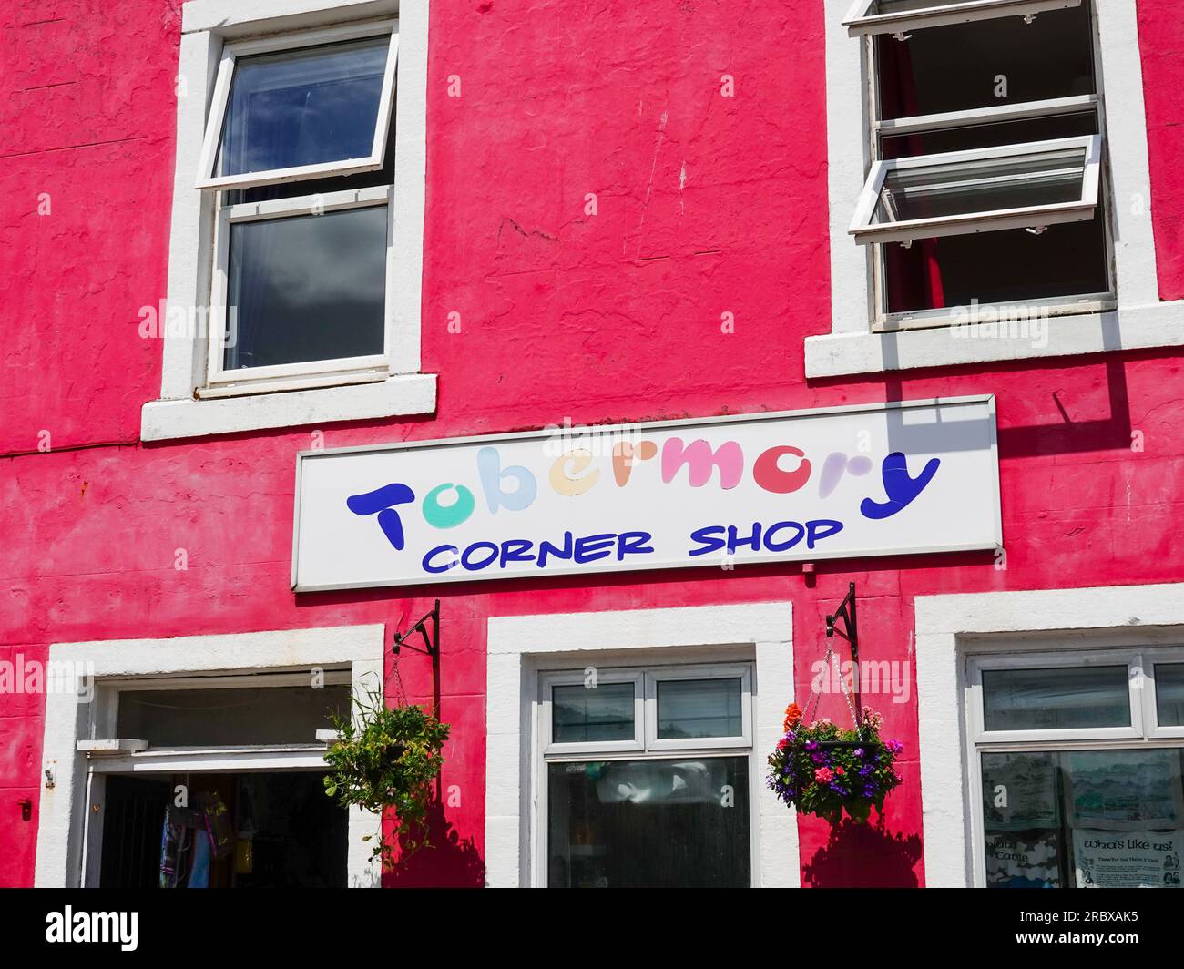 Colourful Tobermory shop on Main Street, High street, in the village of ...