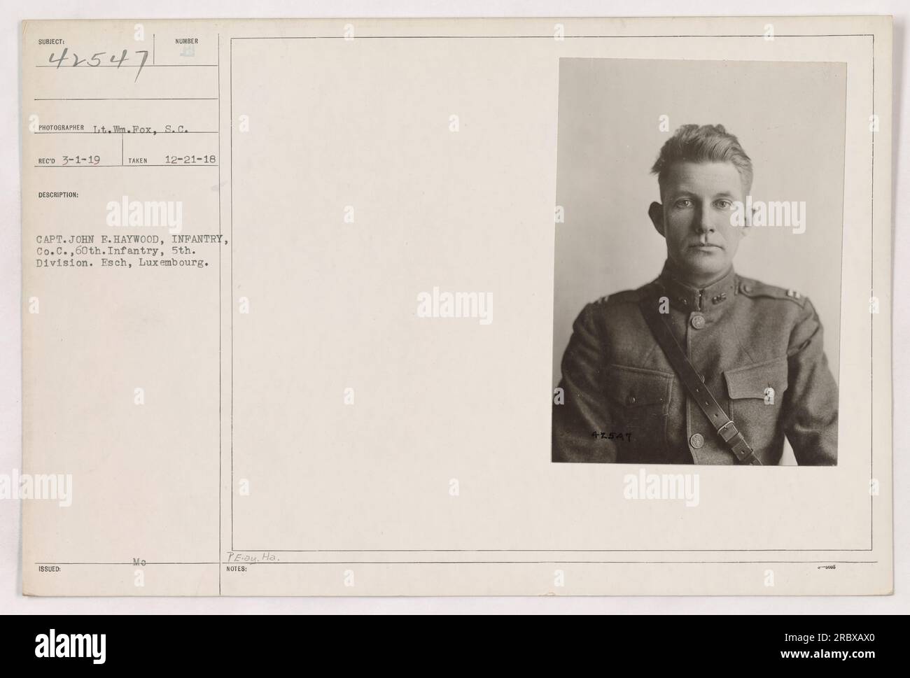 Capt. John E. Haywood, Infantry, Co. C, 60th Infantry, 5th Division ...