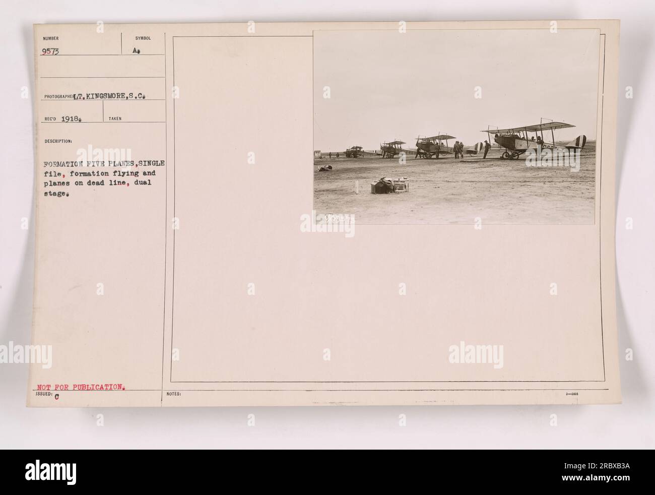 Formation of five planes flying in a single file. The photograph ...