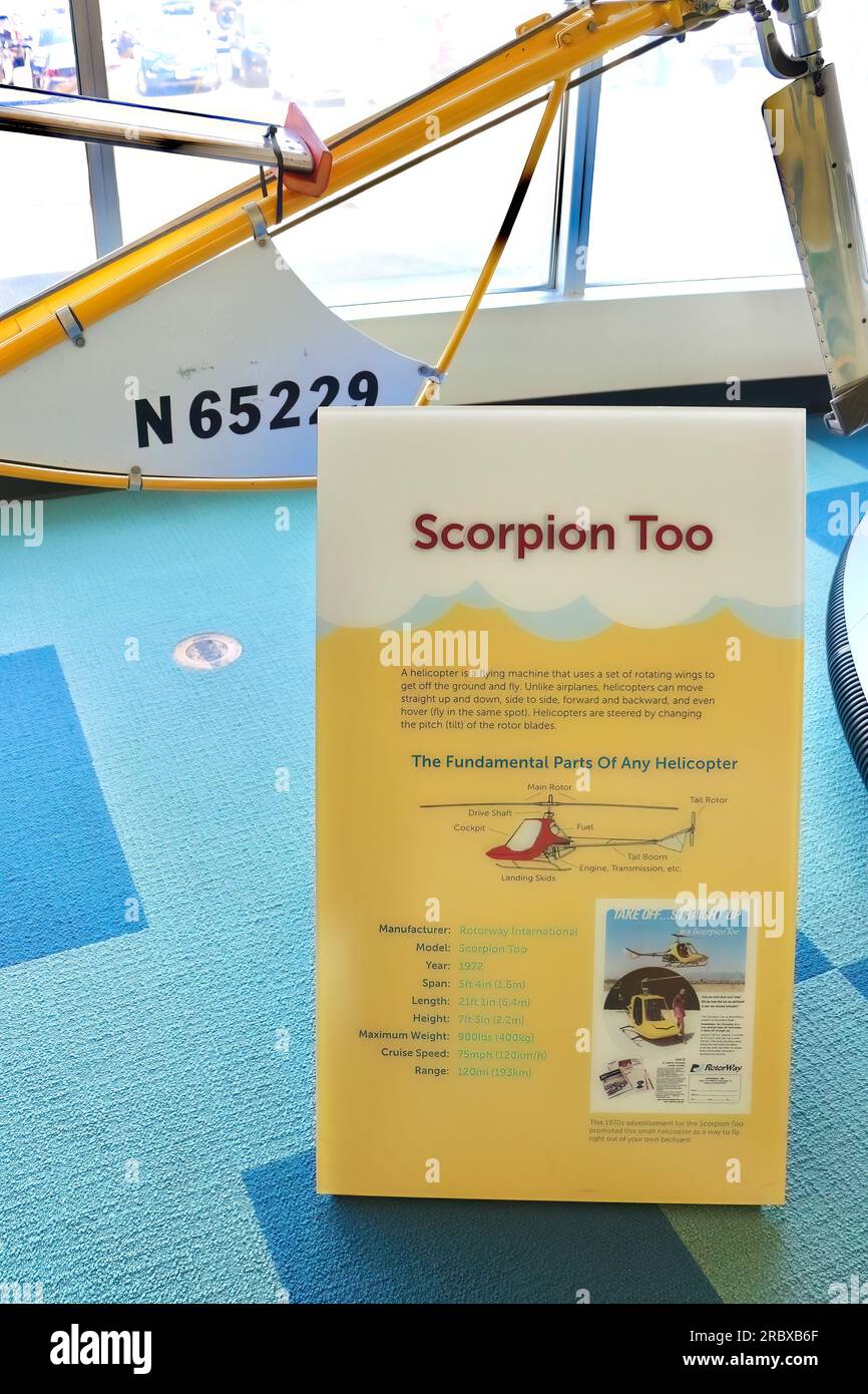 Information plaque for the RotorWay Scorpion Too II homebuild kit ...