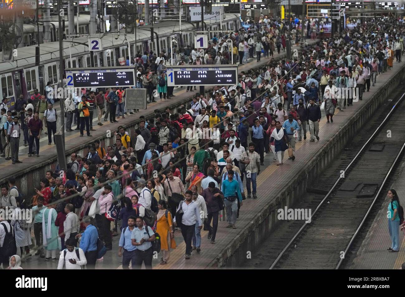A busy platform is seen at Chhatrapati Shivaji Maharaj Terminus on ...
