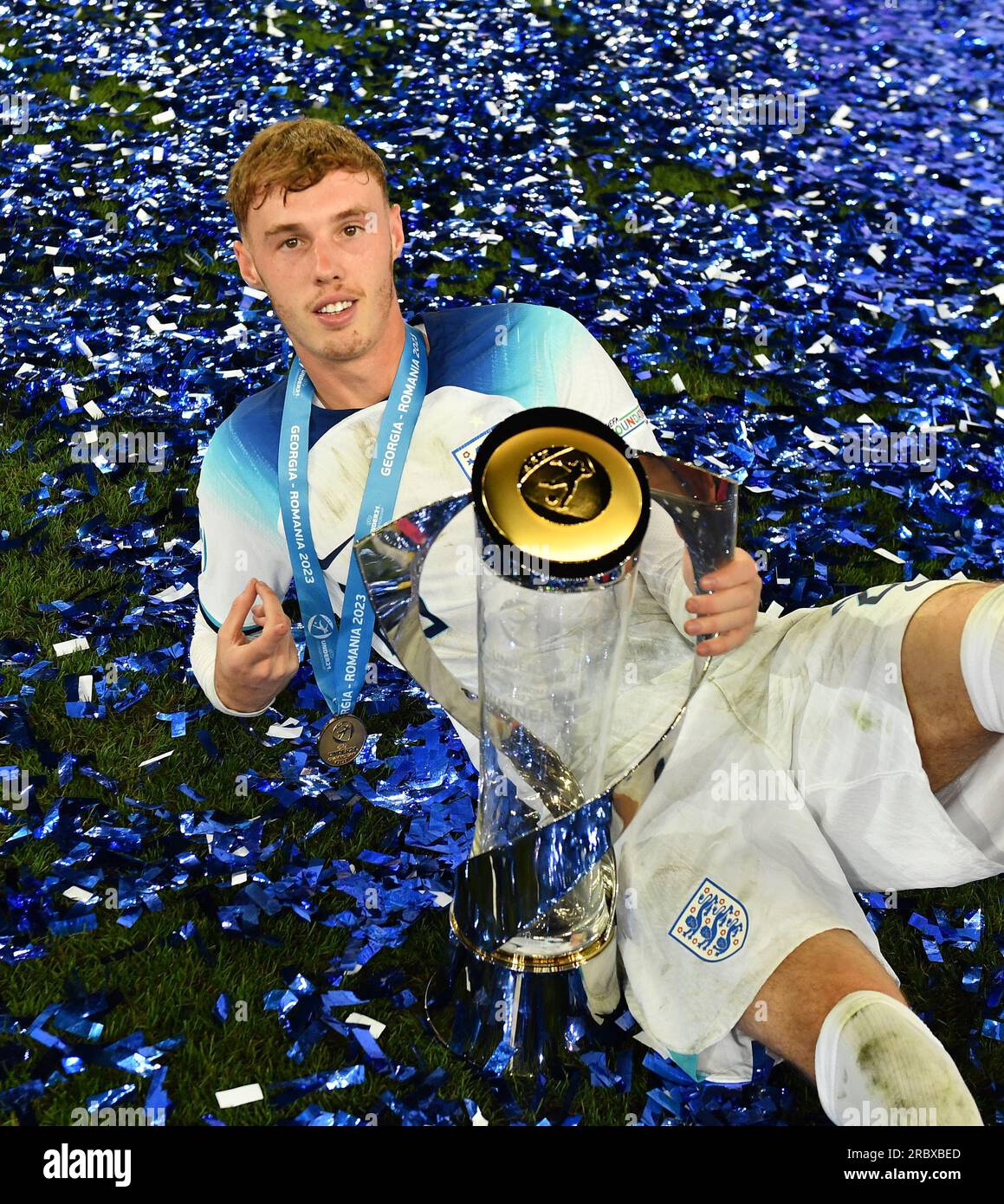 BATUMI, GEORGIA - JULY 8: Cole Palmer of England celebrate with trophy ...