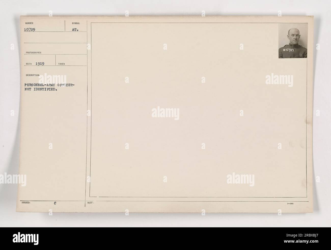 Army officer during World War One. The officer's identity is unknown ...