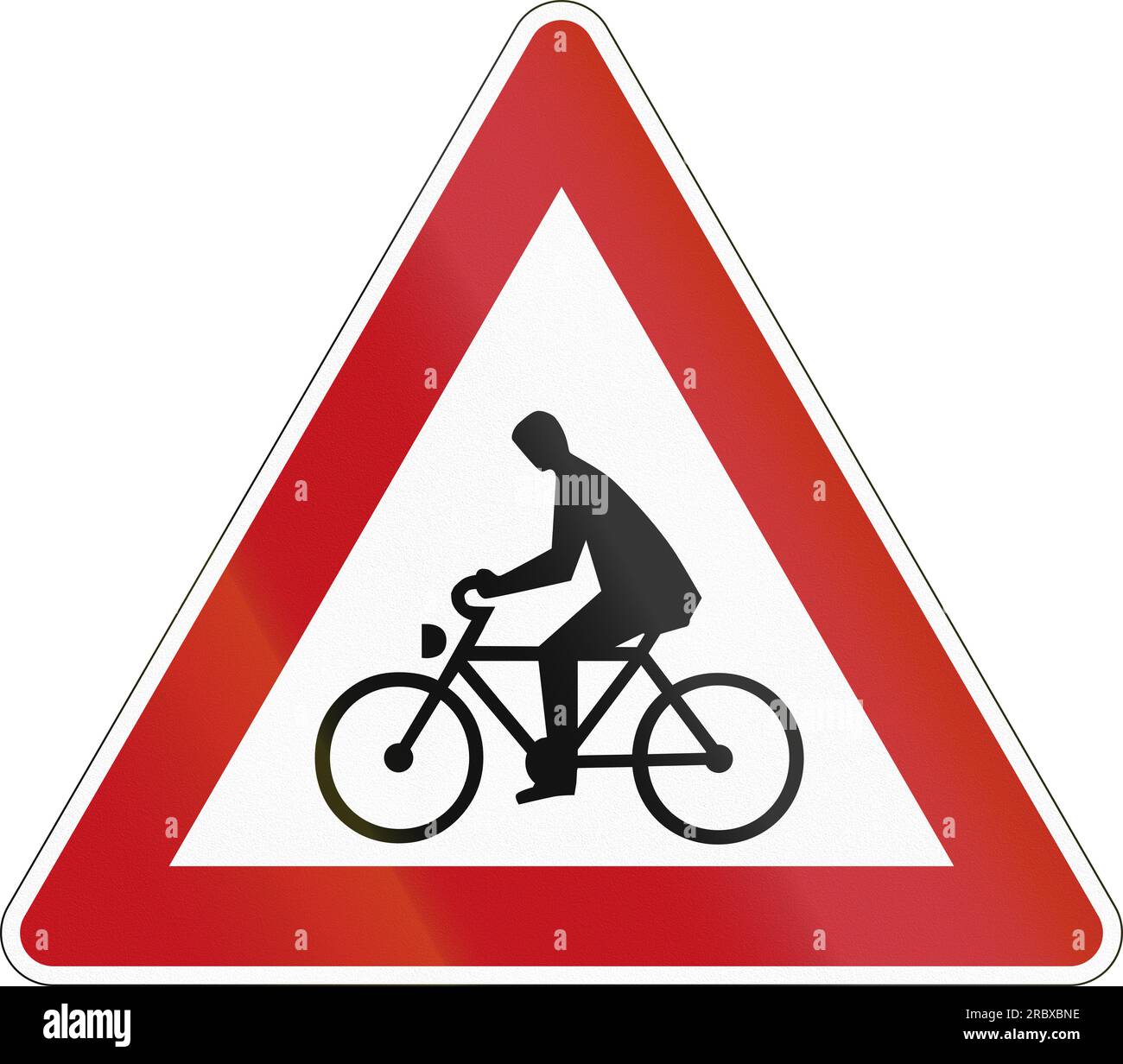 Old design (1970) of a German sign warning about cyclists crossing the ...