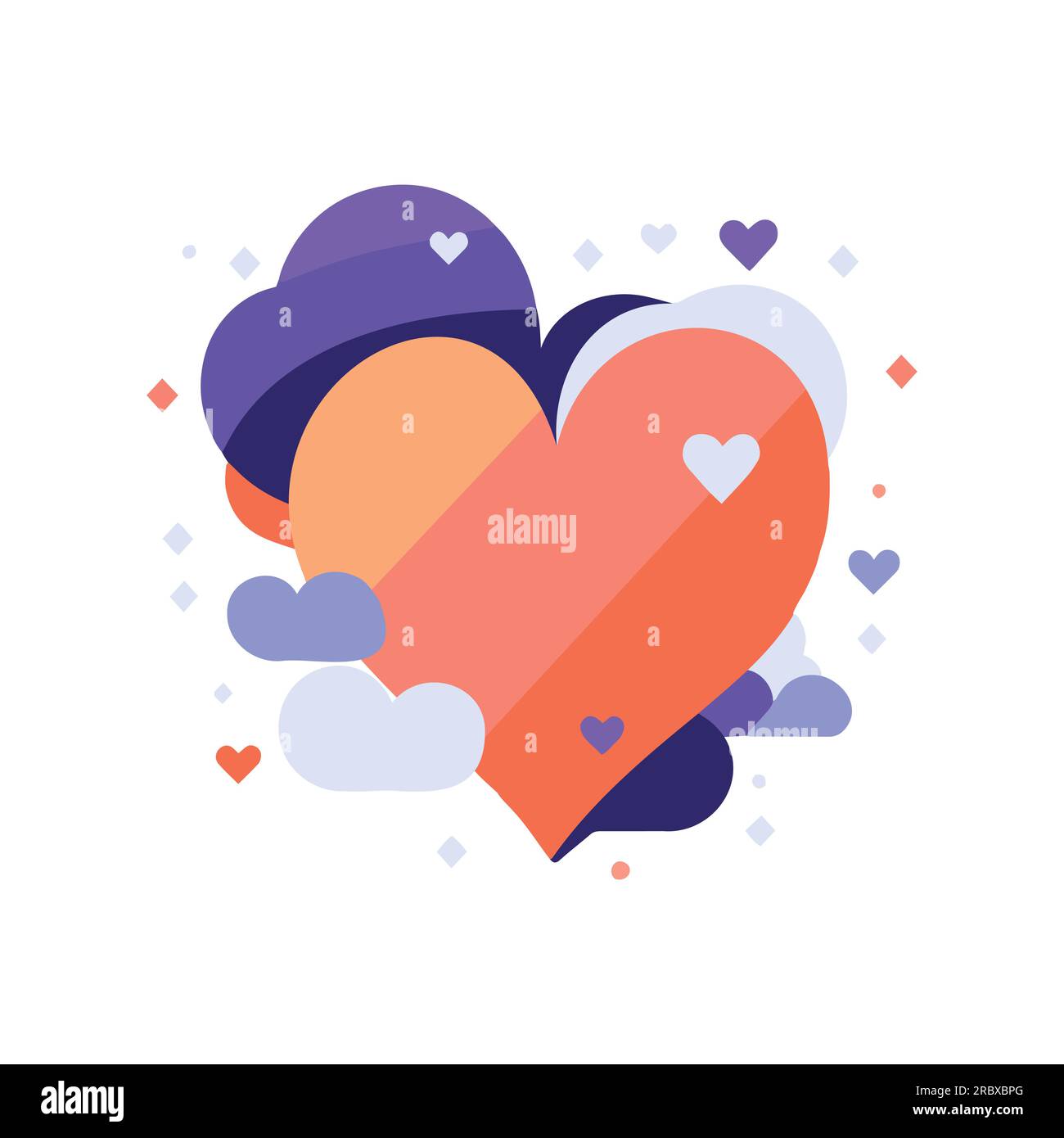 Hand Drawn heart with love in flat style isolated on background Stock ...