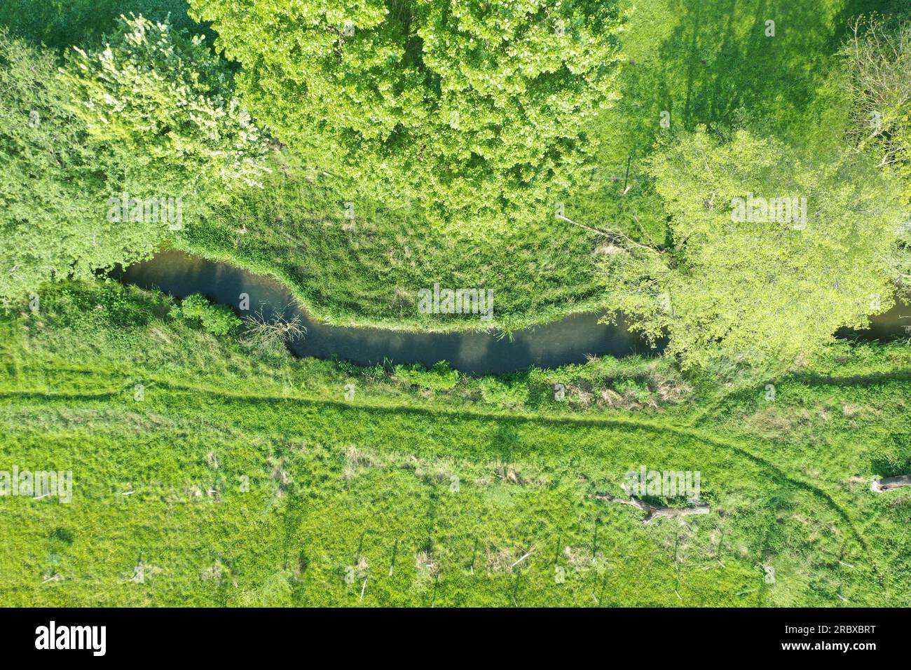 Drone perspective over green fields of Hook, Hampshire, England. Images ...