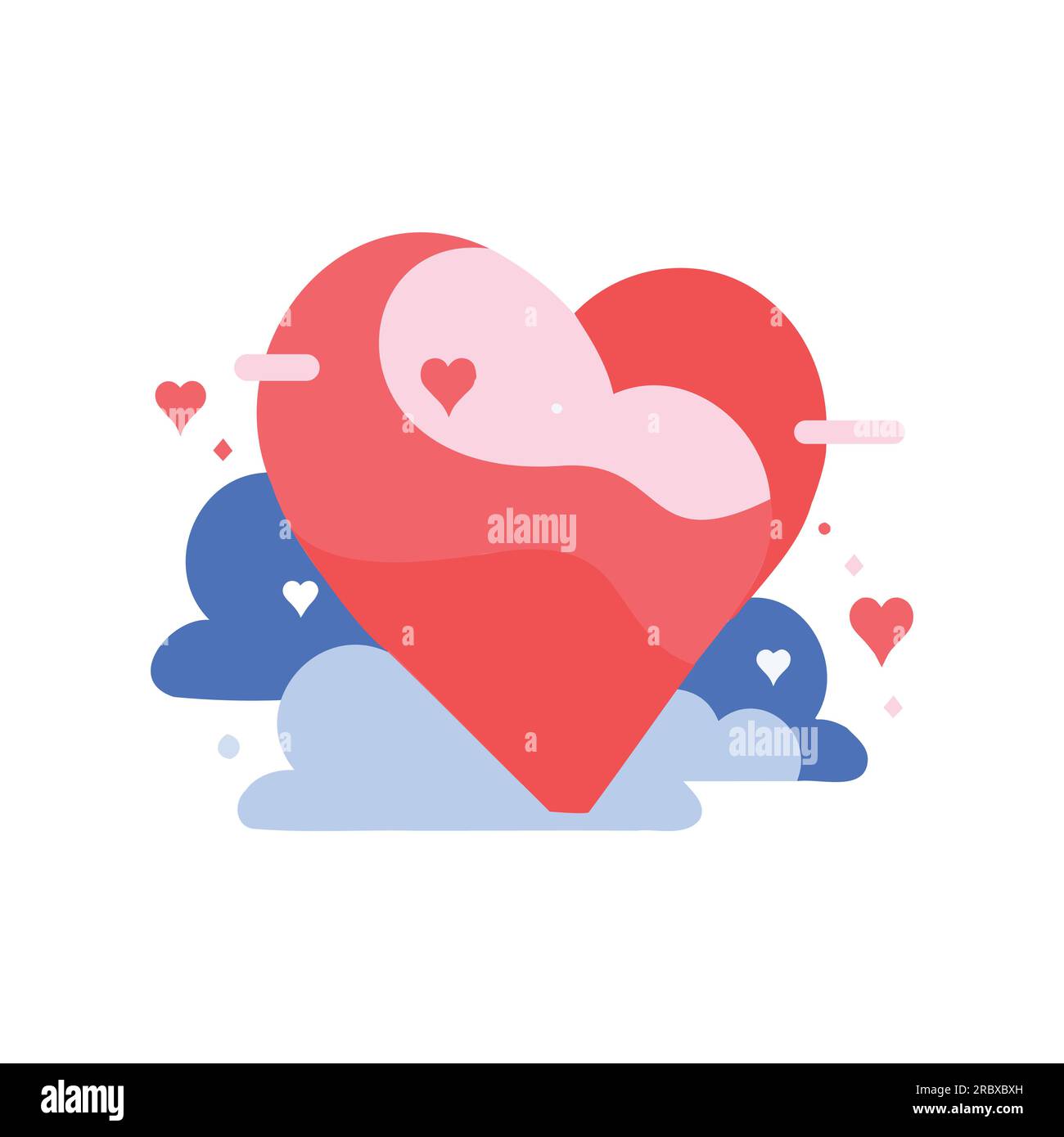 Hand Drawn heart with love in flat style isolated on background Stock ...
