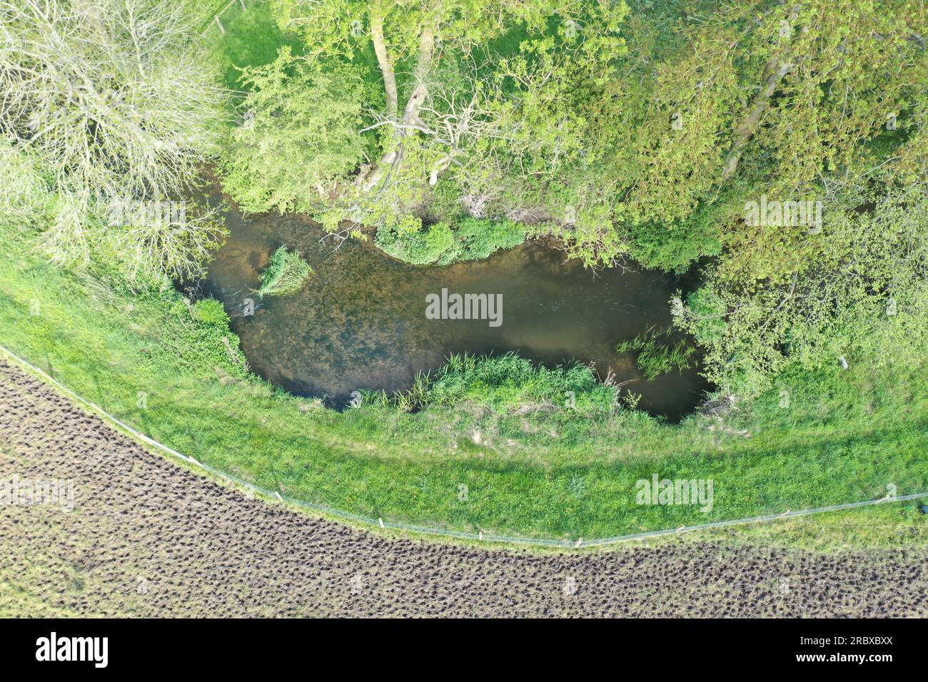 Drone perspective over green fields of Hook, Hampshire, England. Images ...