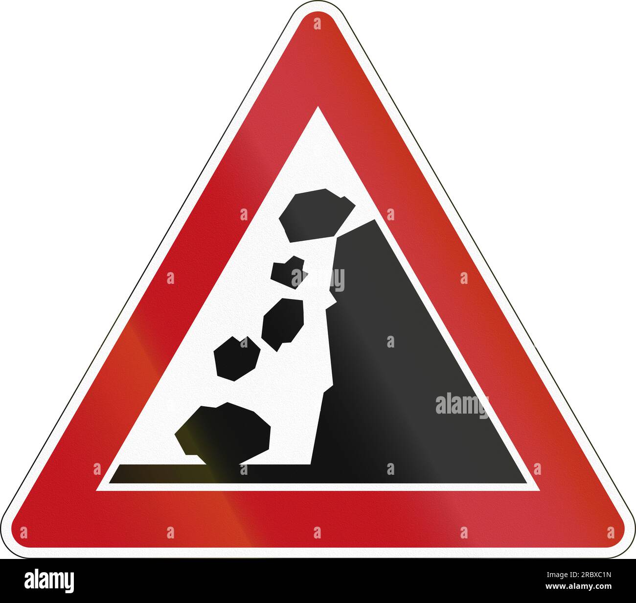 Old design (1970) of a German sign warning about falling rocks from the ...