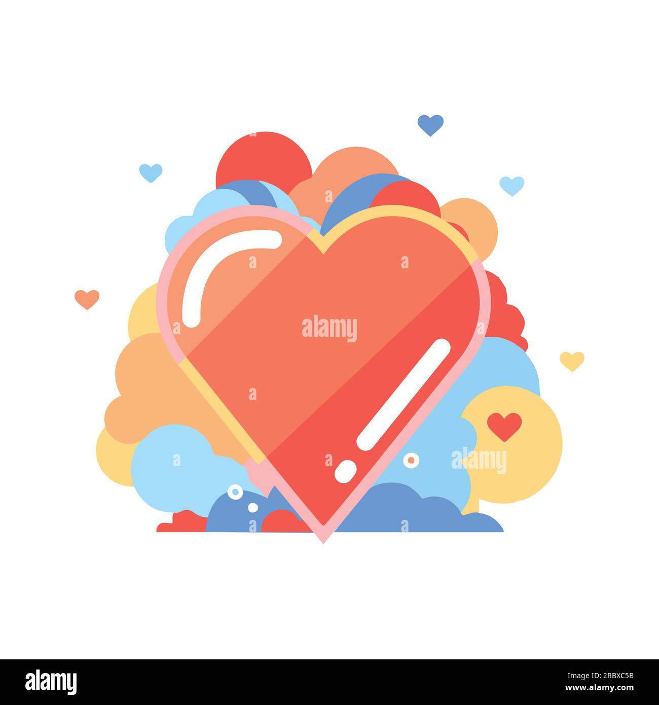 Hand Drawn heart with love in flat style isolated on background Stock ...