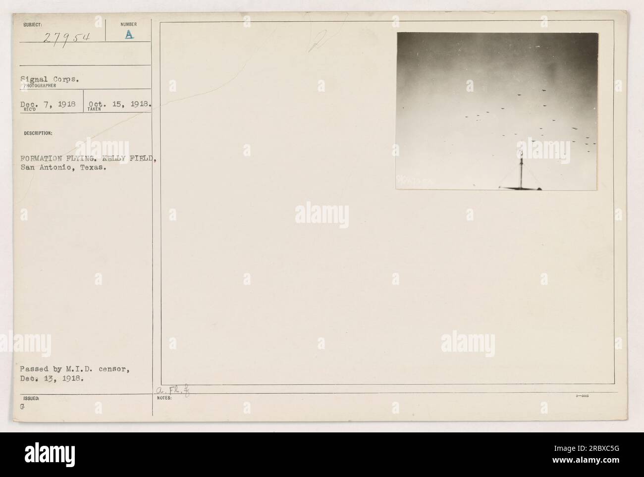 Formation flying at Kelly Field in San Antonio, Texas during World War ...