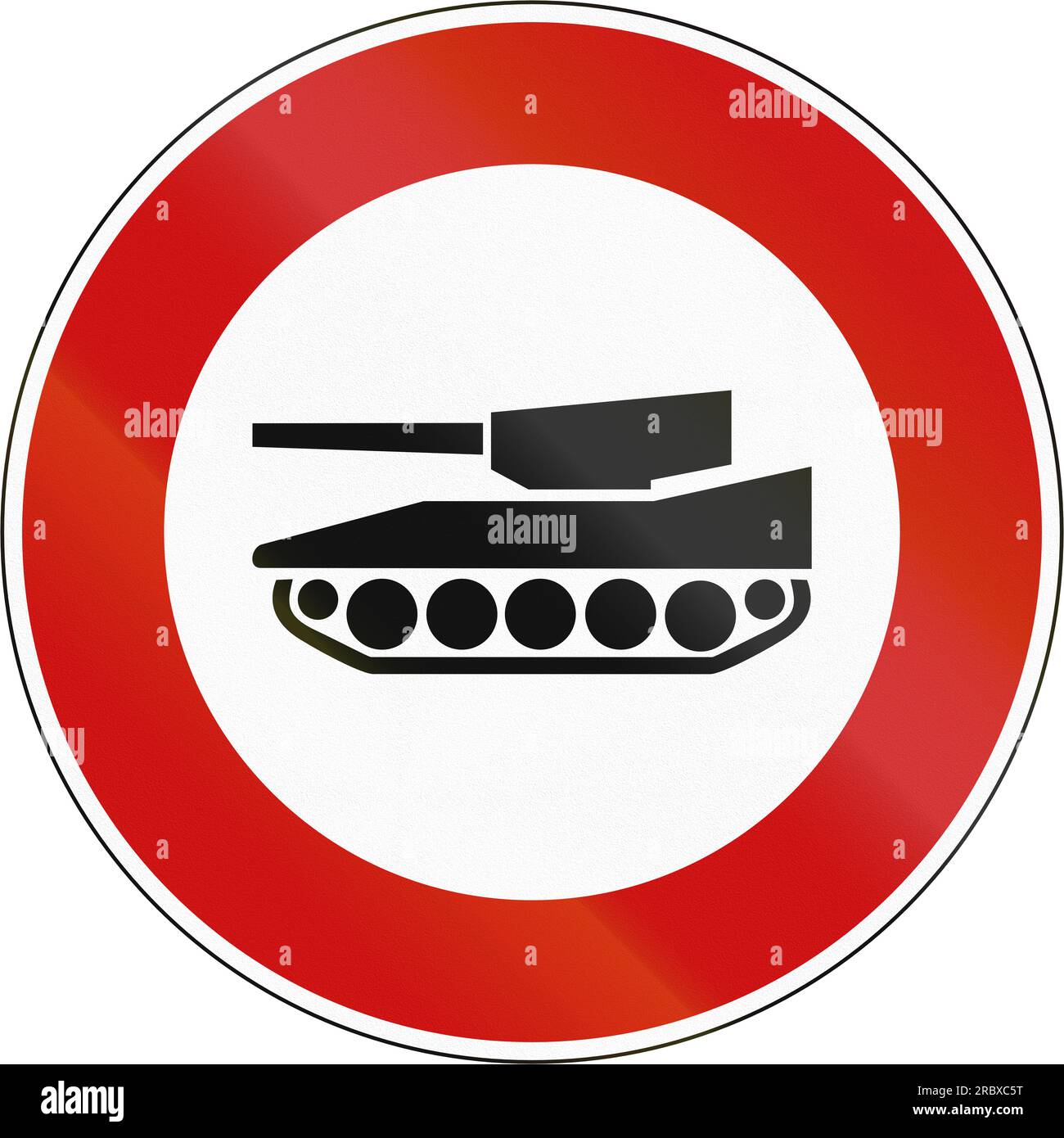 German sign prohibiting thoroughfare of tanks Stock Photo - Alamy