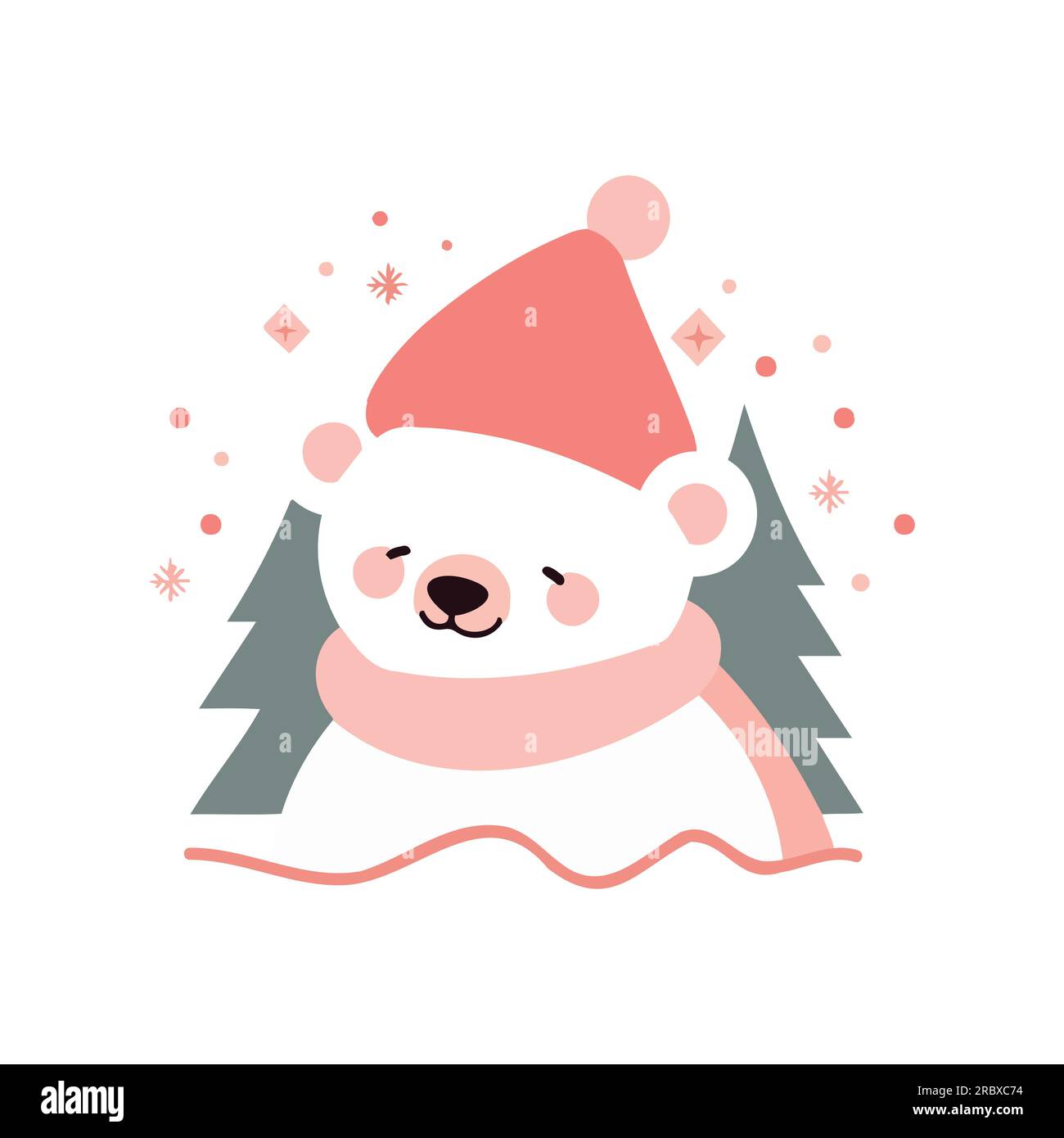 Hand Drawn cute christmas bear in flat style isolated on background ...