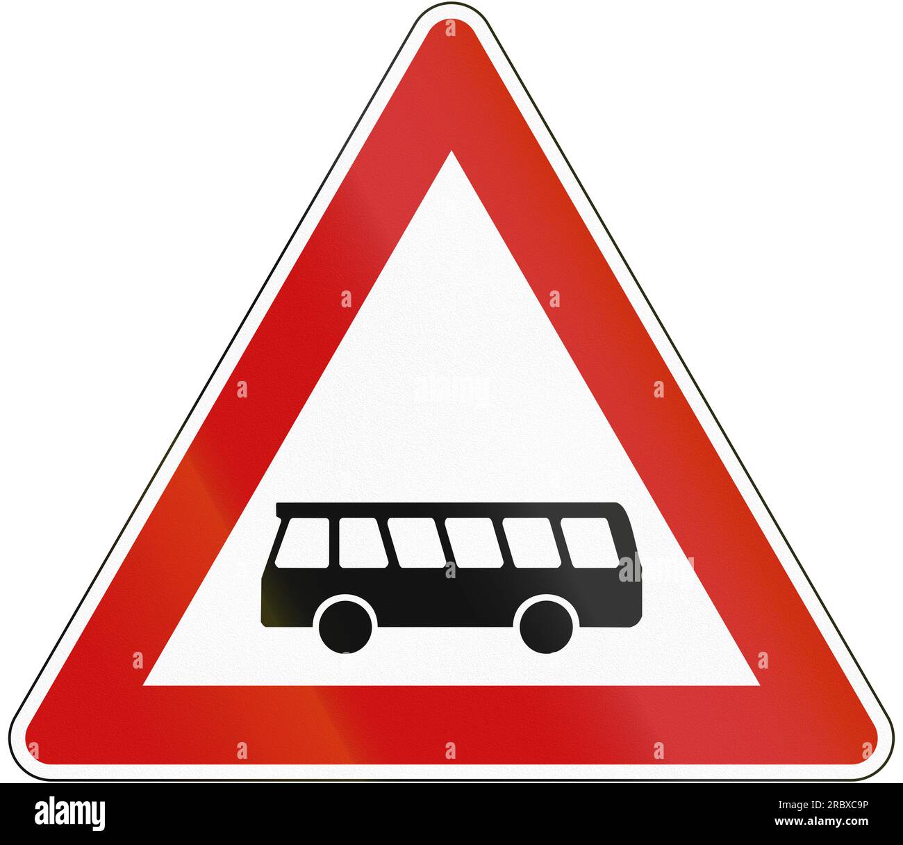 German sign warning about buses on the road Stock Photo - Alamy