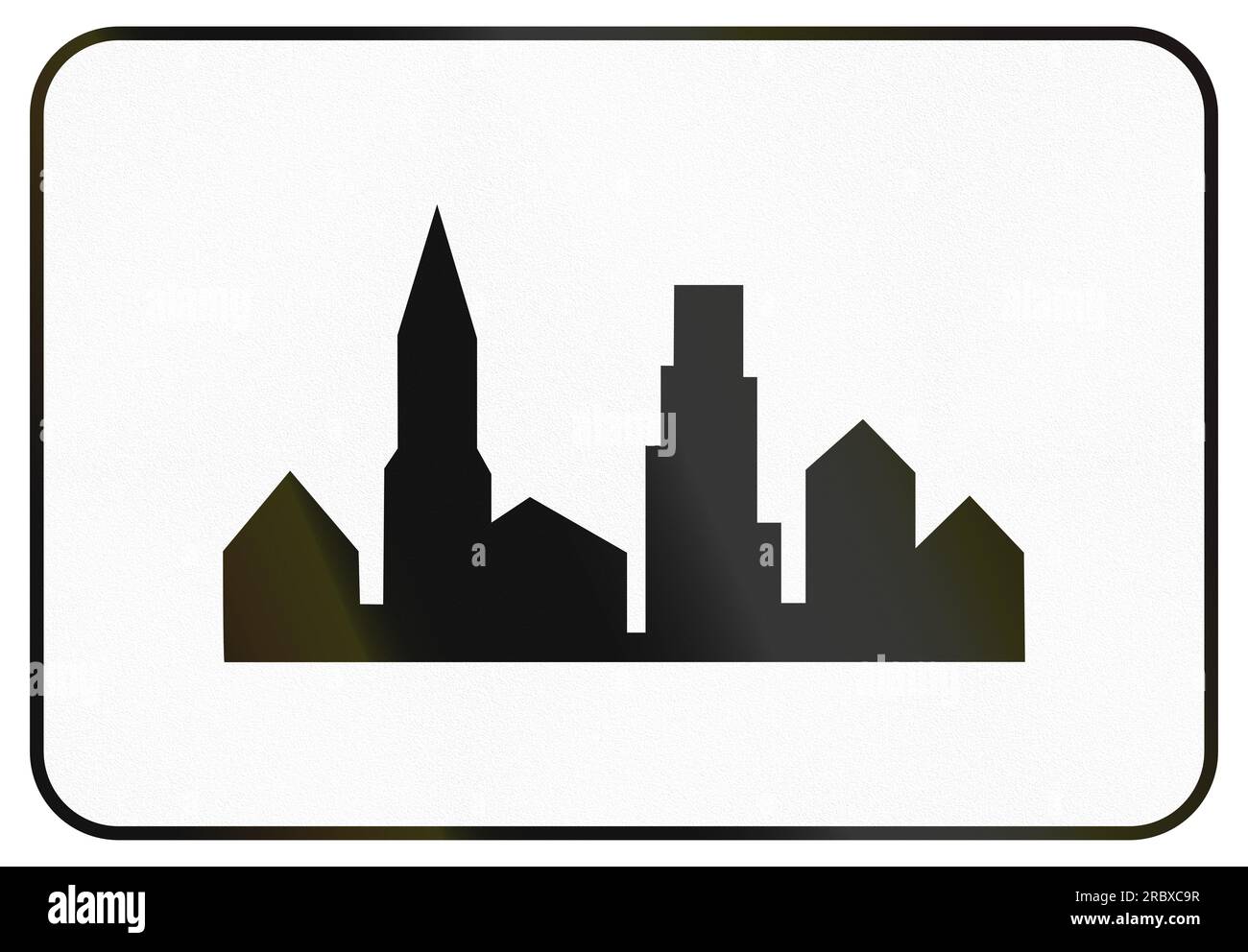 Old design of a German sign indicating a built-up area or city Stock ...