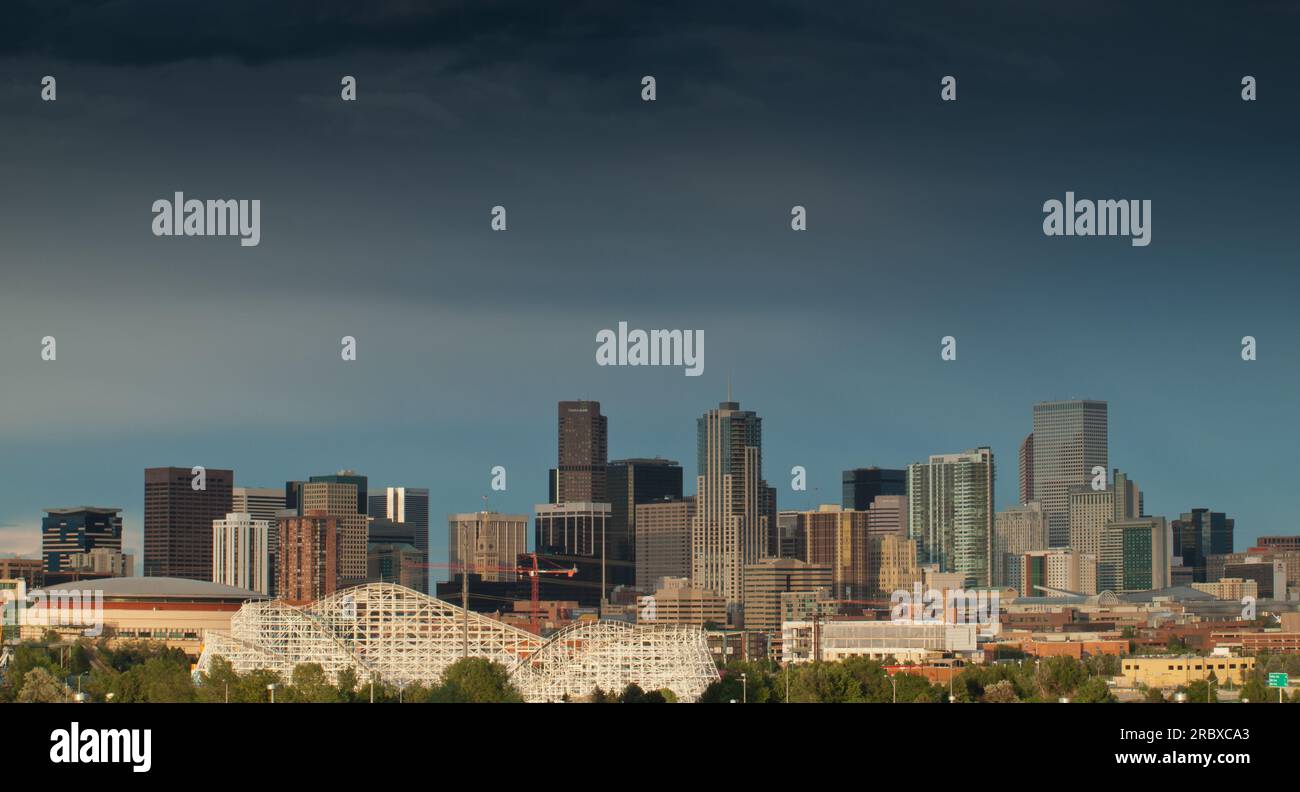 Denver night aerial view downtown hi-res stock photography and images ...