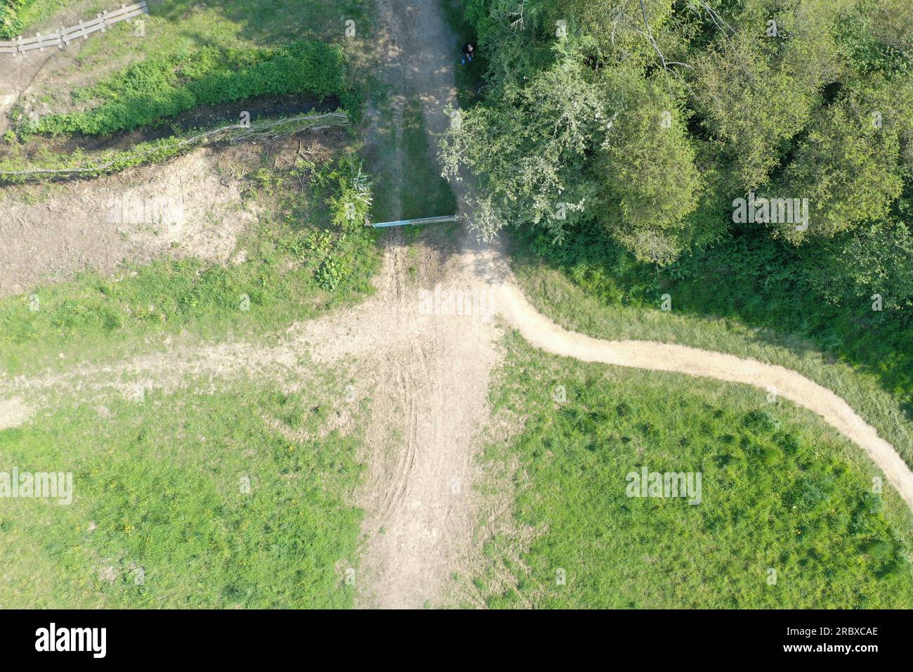 Drone perspective over green fields of Hook, Hampshire, England. Images ...
