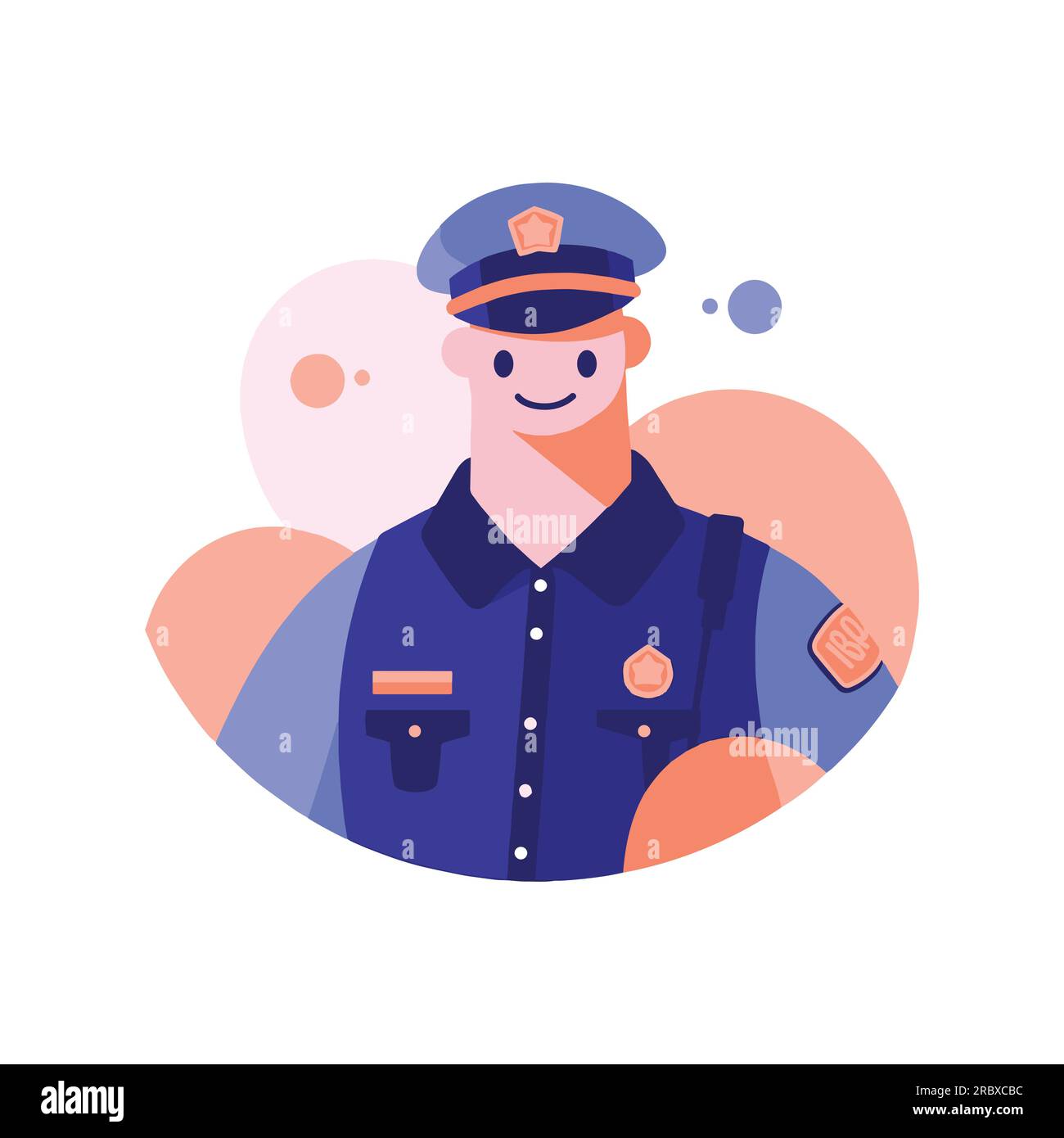 Hand Drawn cute policeman in flat style isolated on background Stock ...