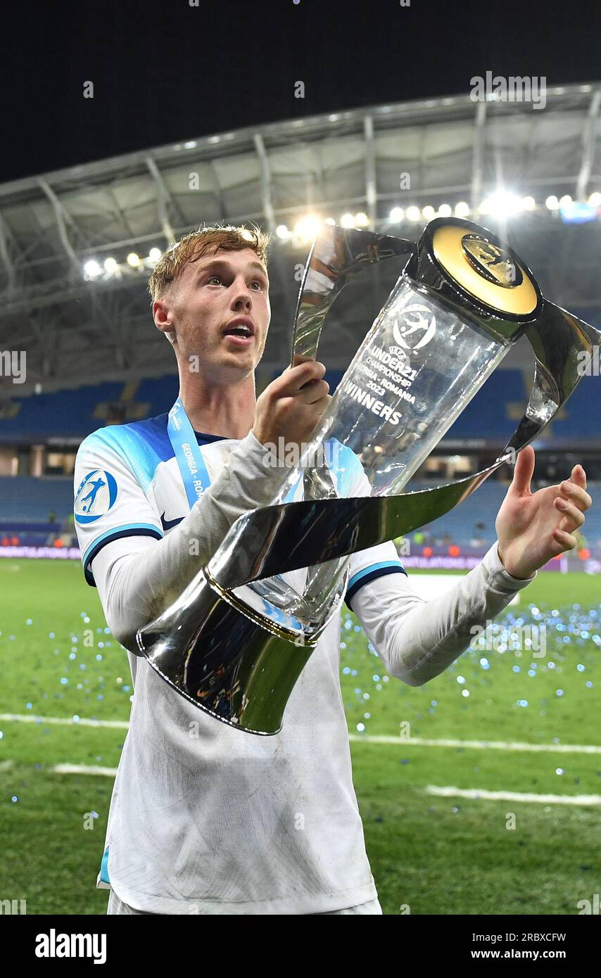 BATUMI, GEORGIA - JULY 8: Cole Palmer of England celebrates with trophy ...