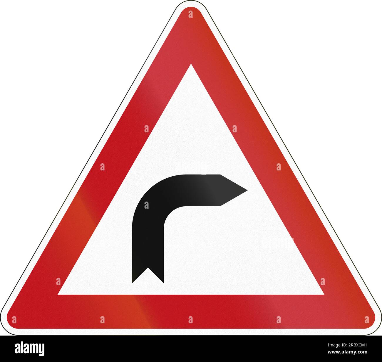 German sign warning about a right curve Stock Photo - Alamy