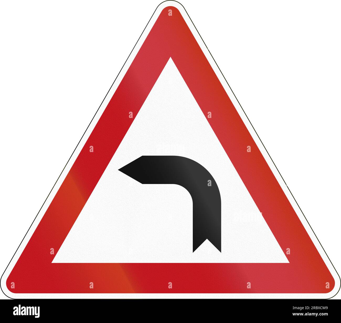 German sign warning about a double curve first to left Stock Photo - Alamy