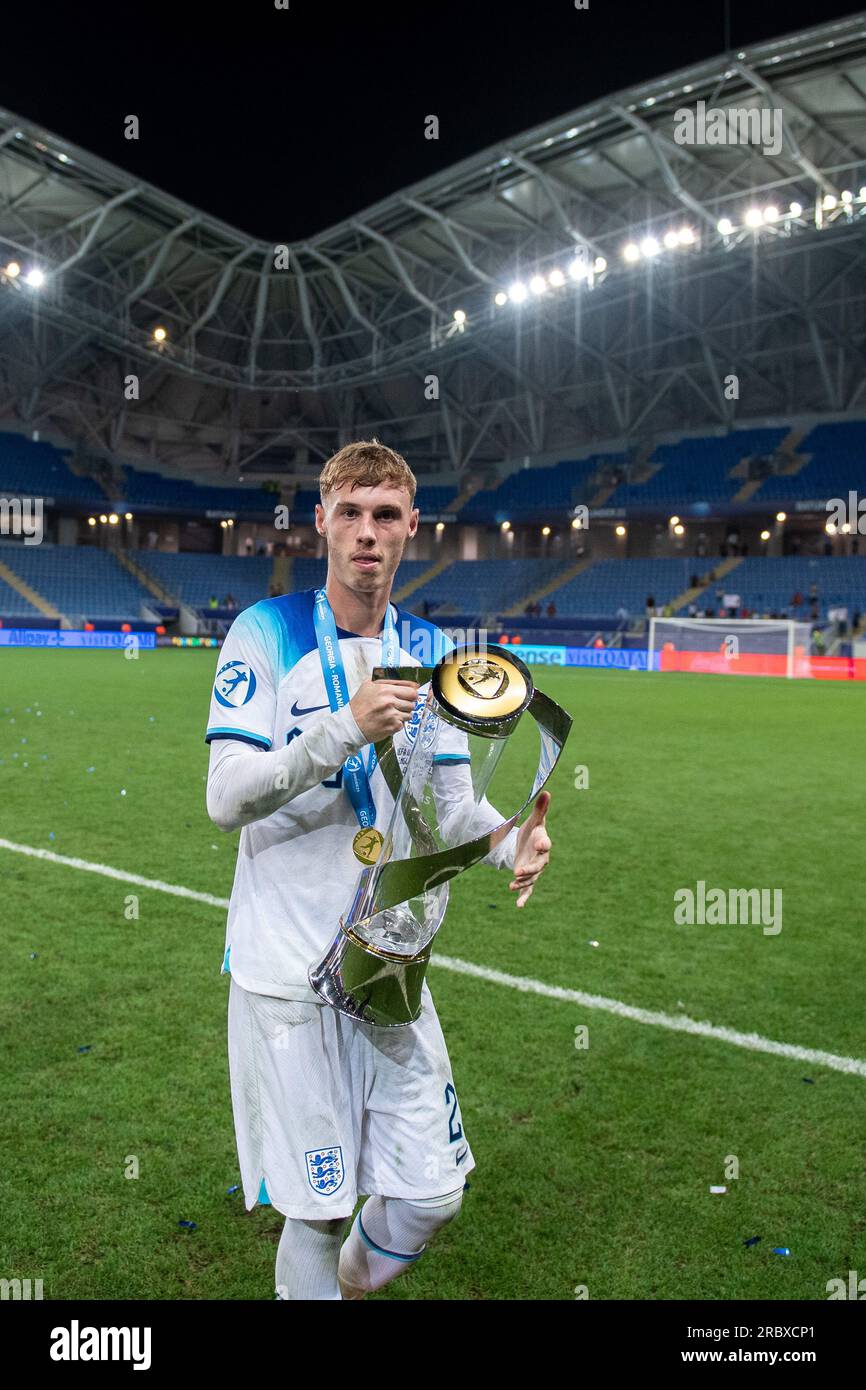 BATUMI, GEORGIA - JULY 8: Cole Palmer of England celebrates with trophy ...