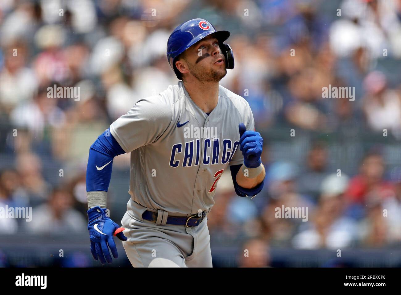 Chicago Cubs' Nico Hoerner in action against the New York Yankees ...